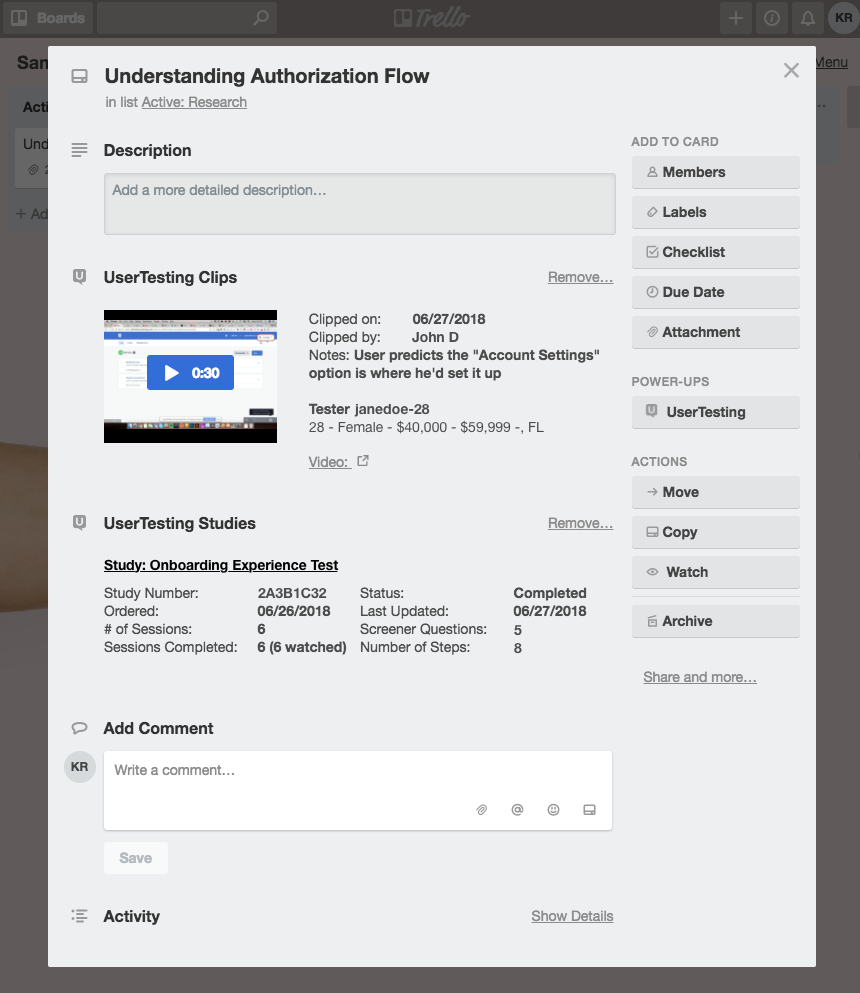 UserTesting Power-Up | Trello